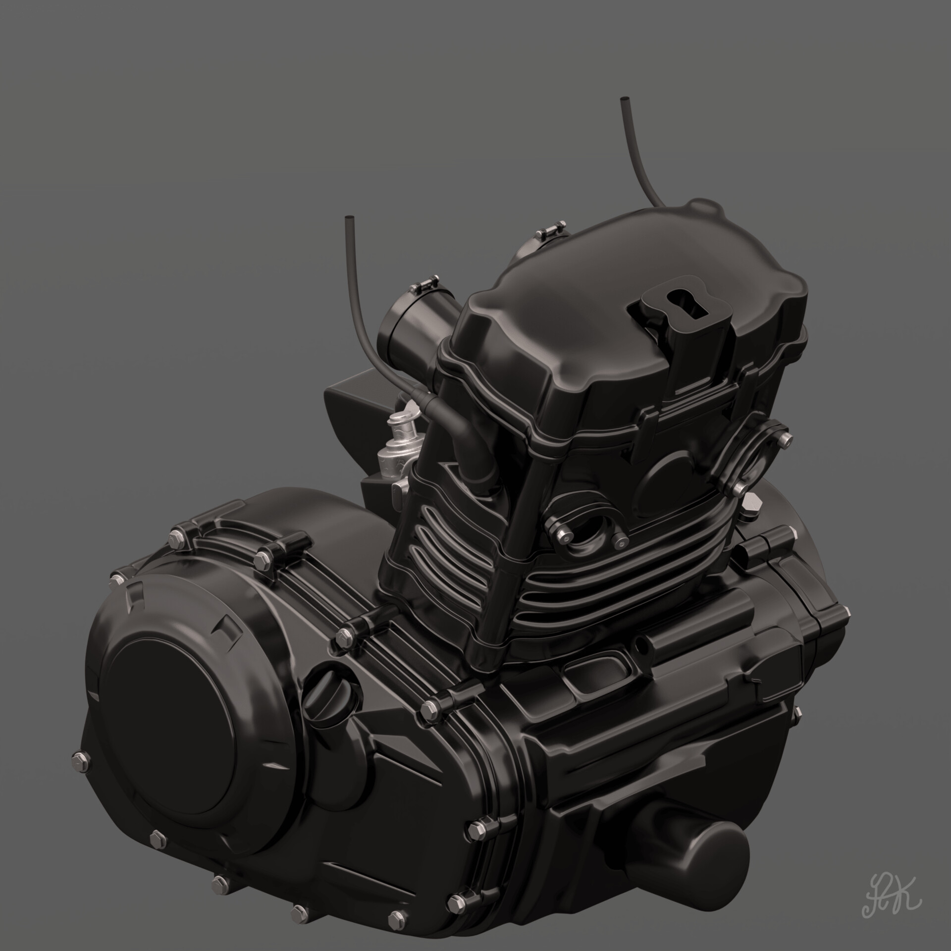 ArtStation - Suzuki V-Strom 250 parallel-twin engine.