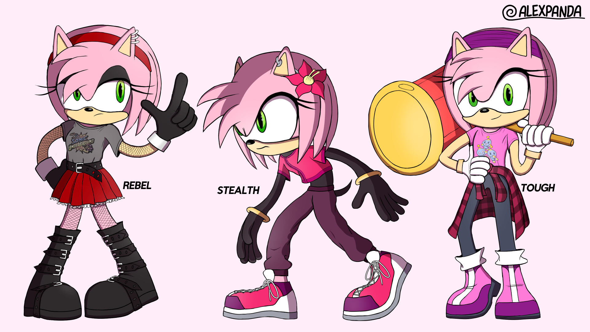 Alex - Amy Rose Outfit Designs (Sonic the Hedgehog)
