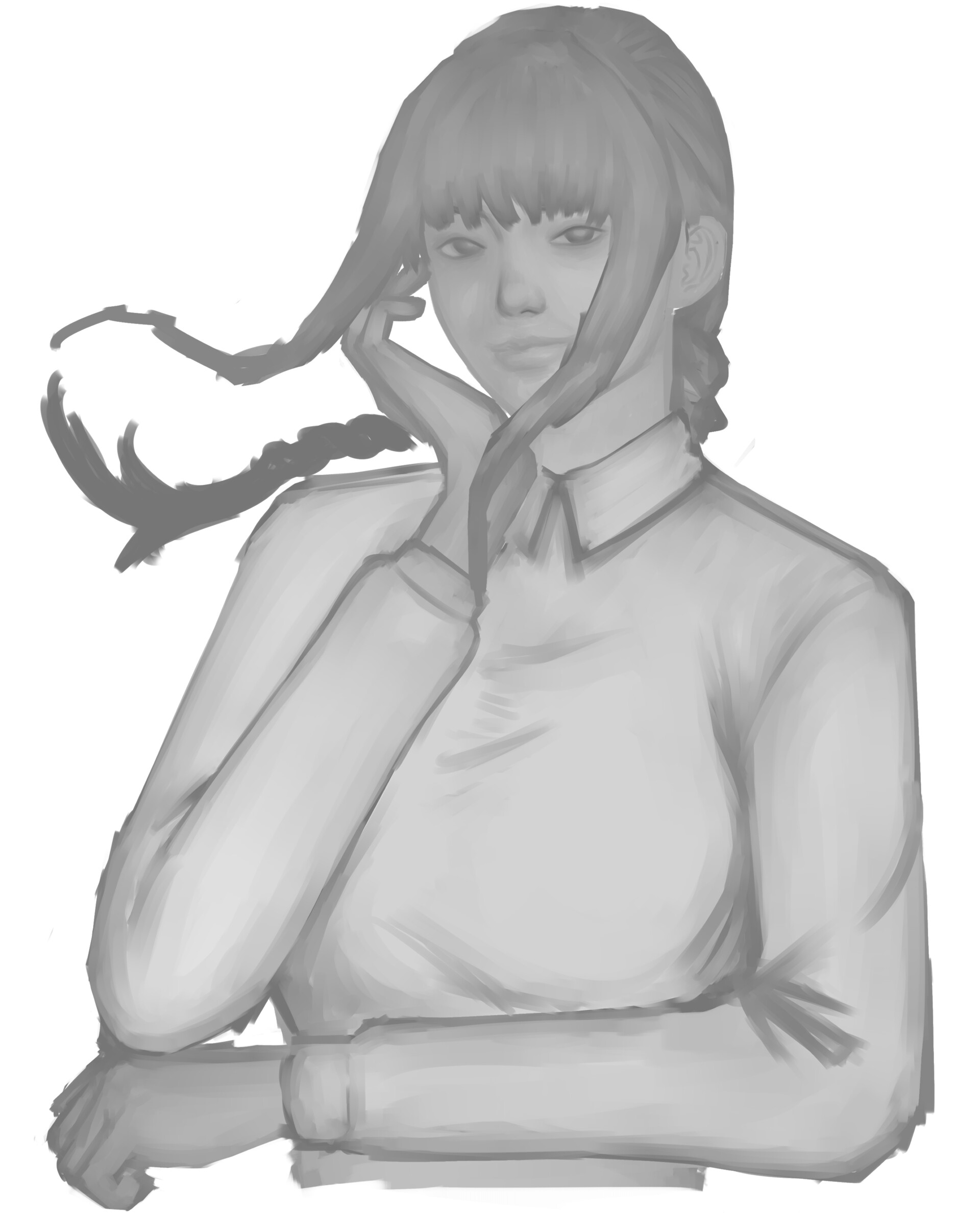 ArtStation - makima grayscale practice