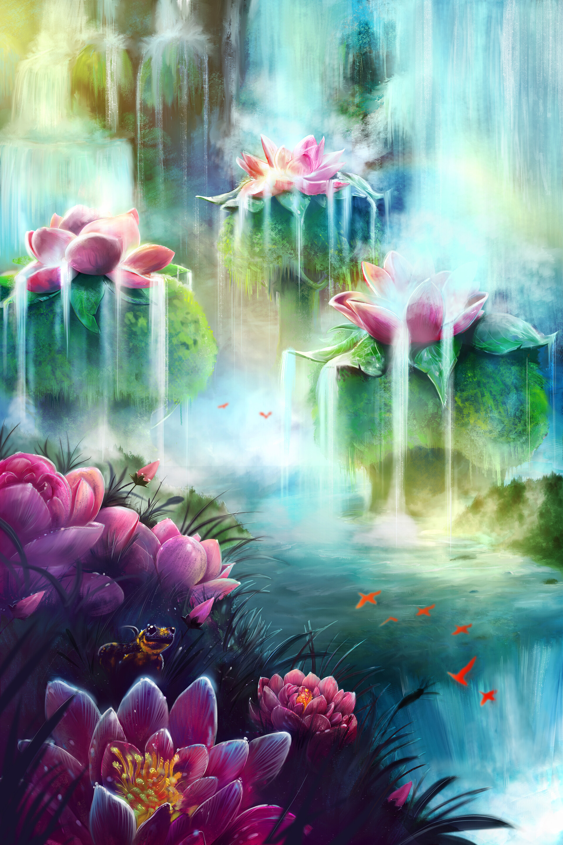ArtStation - Lotus Waterfalls