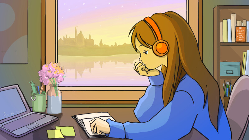 ArtStation - Lo fi study girl