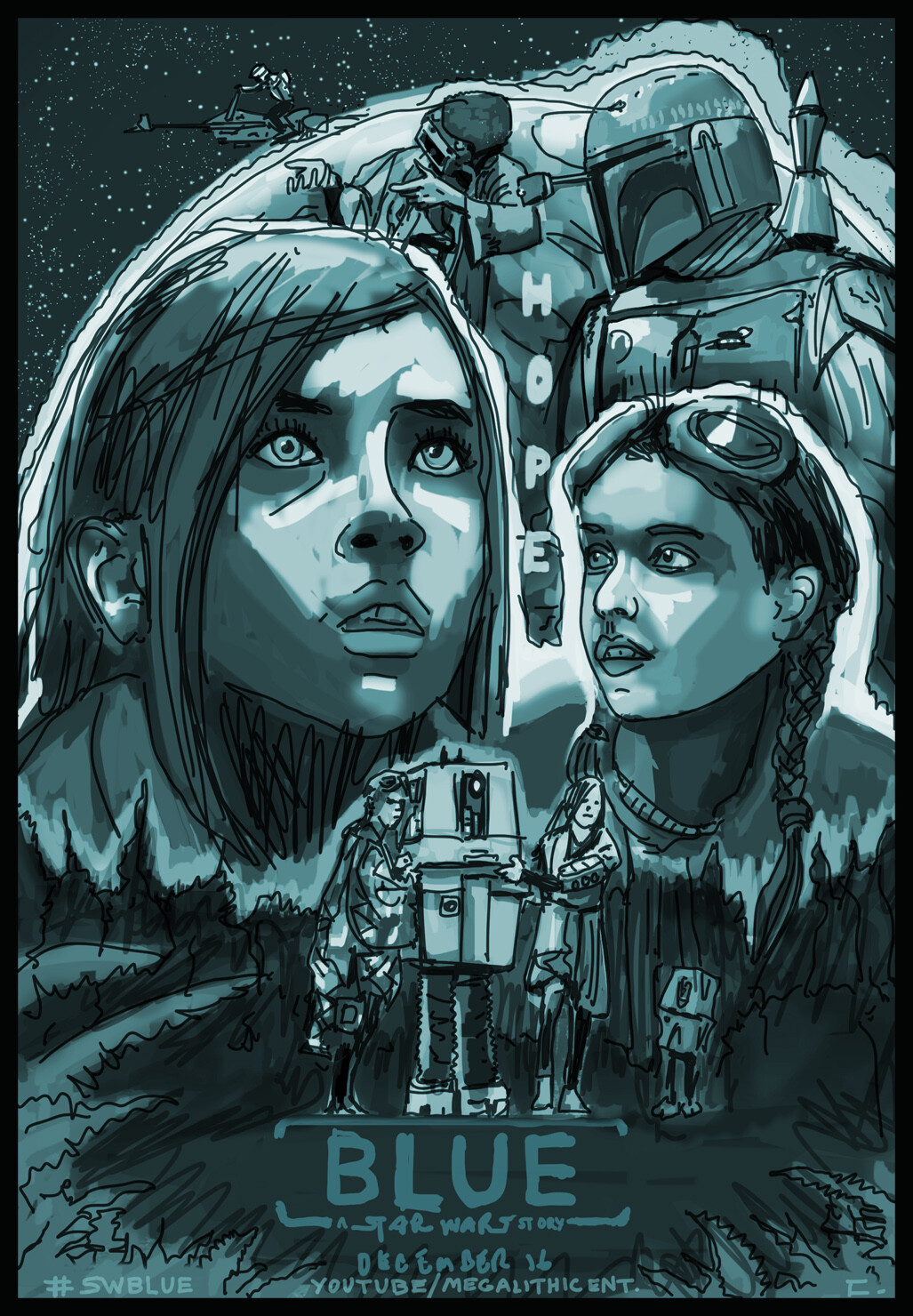 ArtStation - Star Wars BLUE Poster Mockup