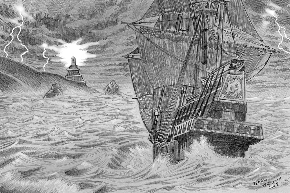 Pirate Ship Pencil Drawing