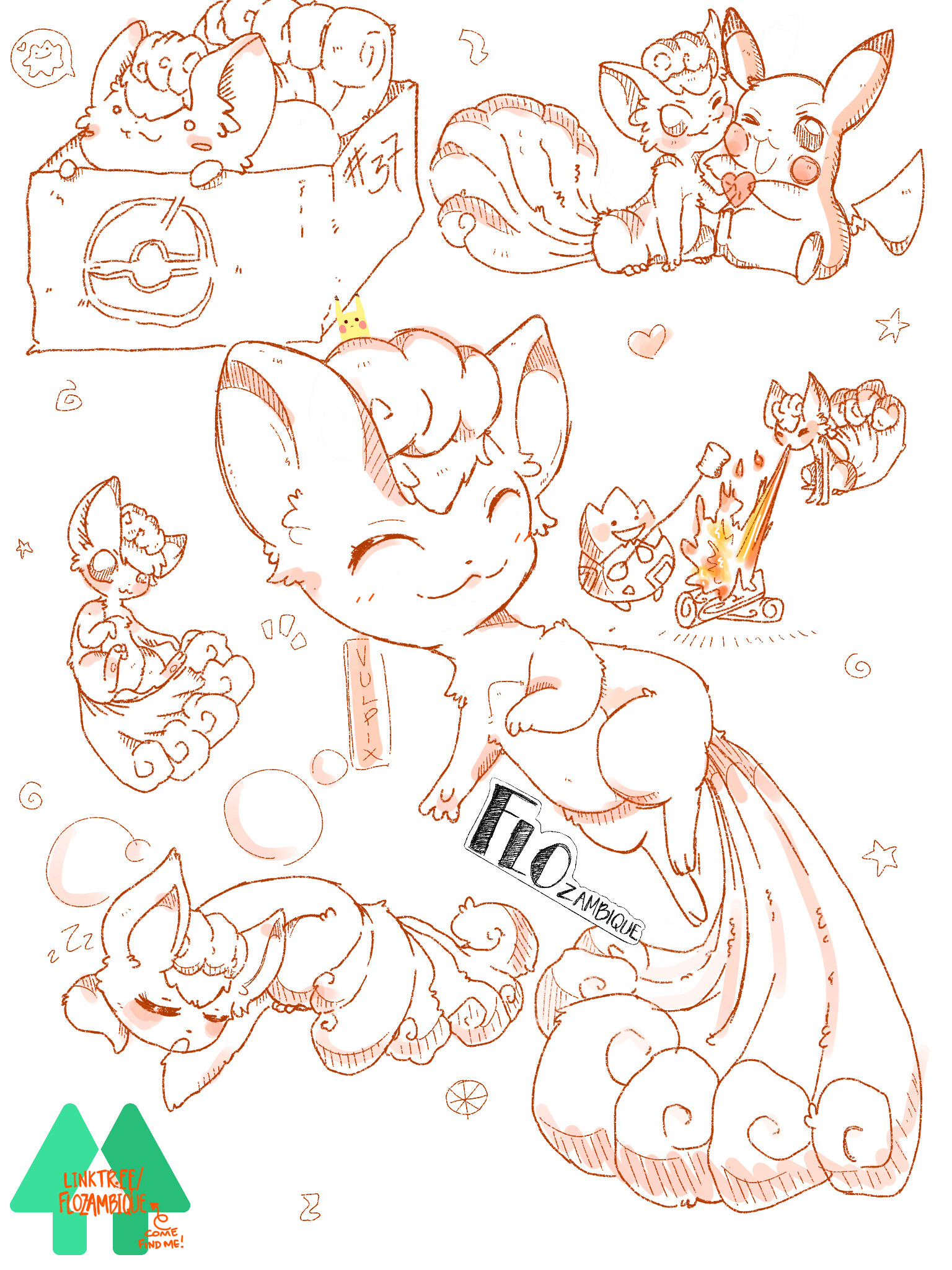 how to draw chibi vulpix