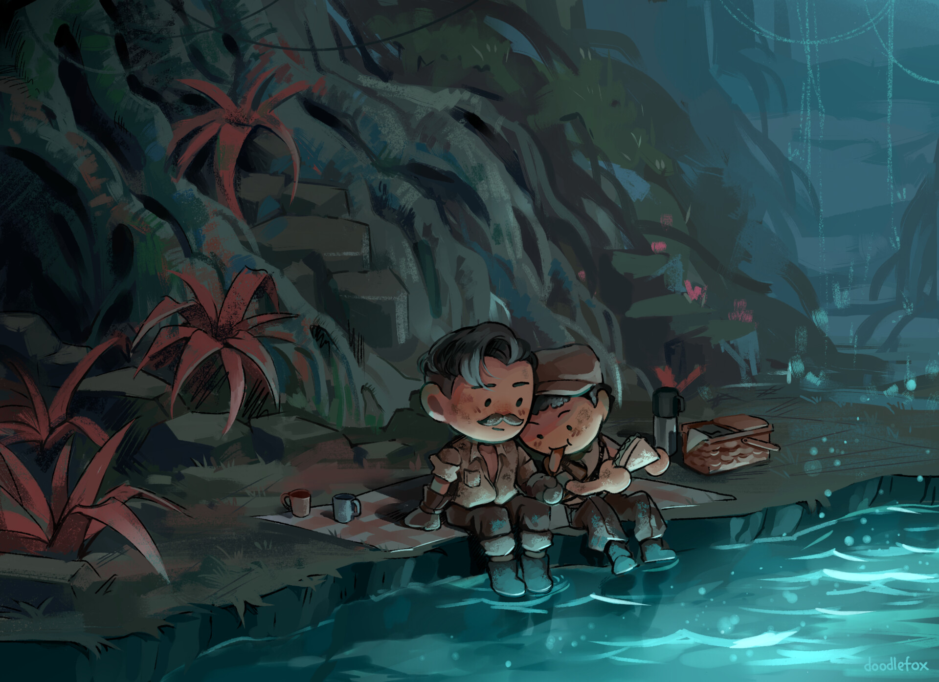 ArtStation - Underground Cave Picnic Commission