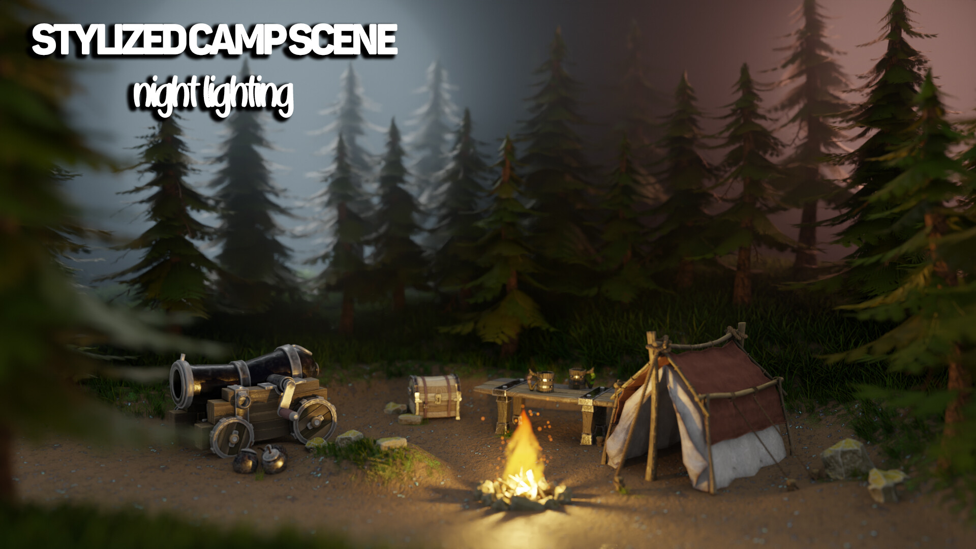 ArtStation - Stylized Forest Camp Scene