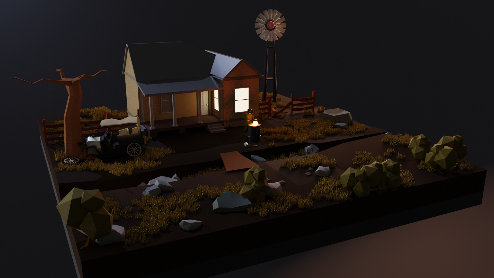 ArtStation - Diorama militar lowpoly - Maya/Blender