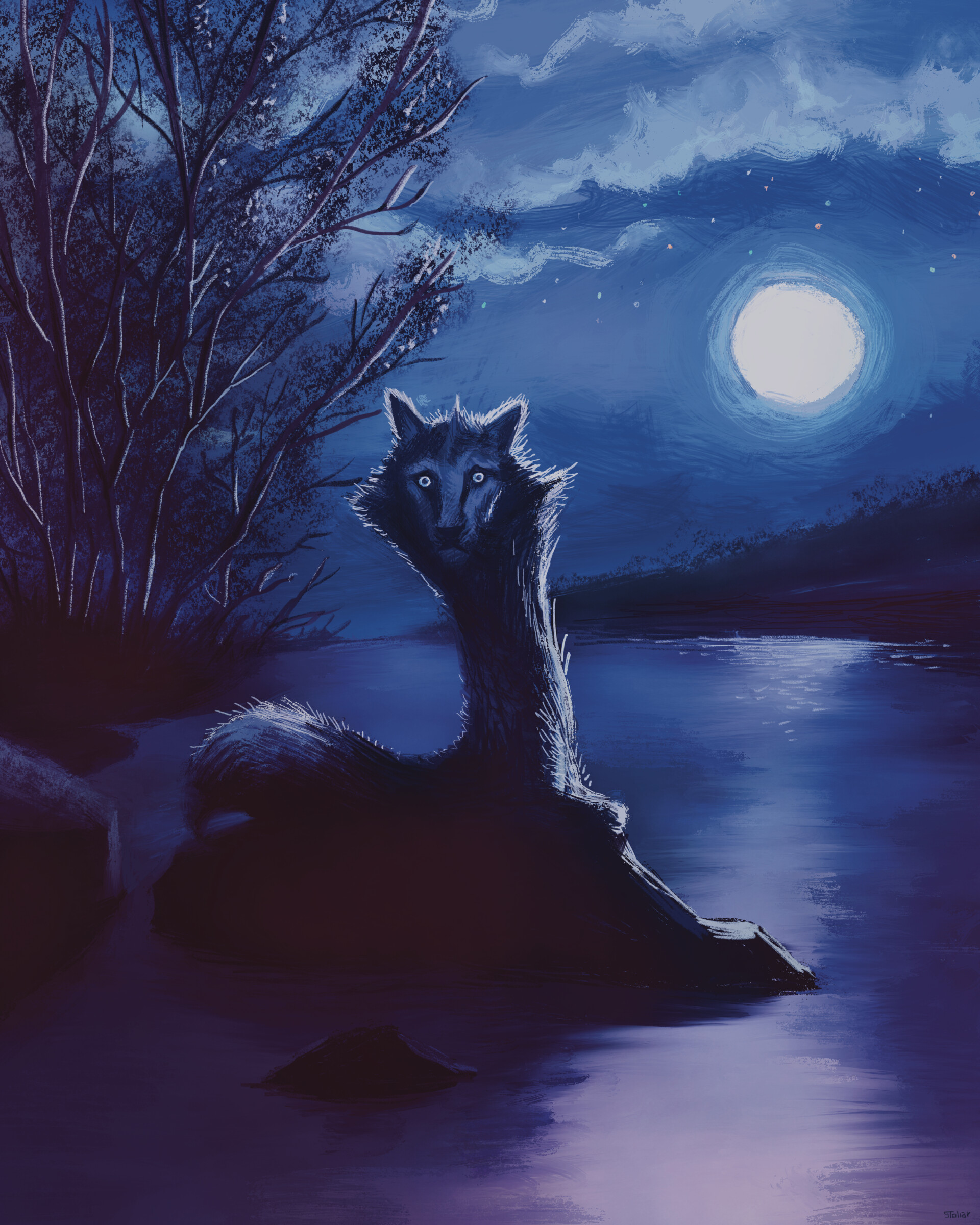 ArtStation - Wolf Moon LakeBluePurple