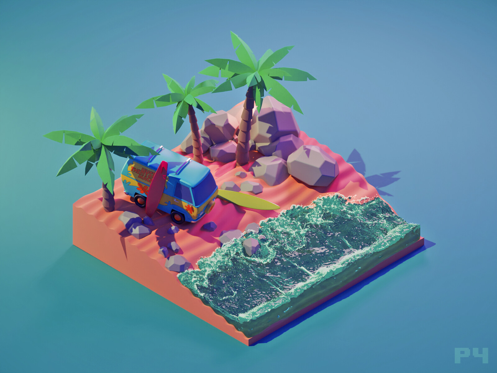 ArtStation - A miniature of the outgoing summer in the style of Low poly.