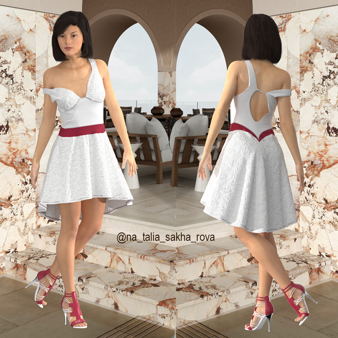 ArtStation - Women's dress. Emphasis on pattern and fabric texture