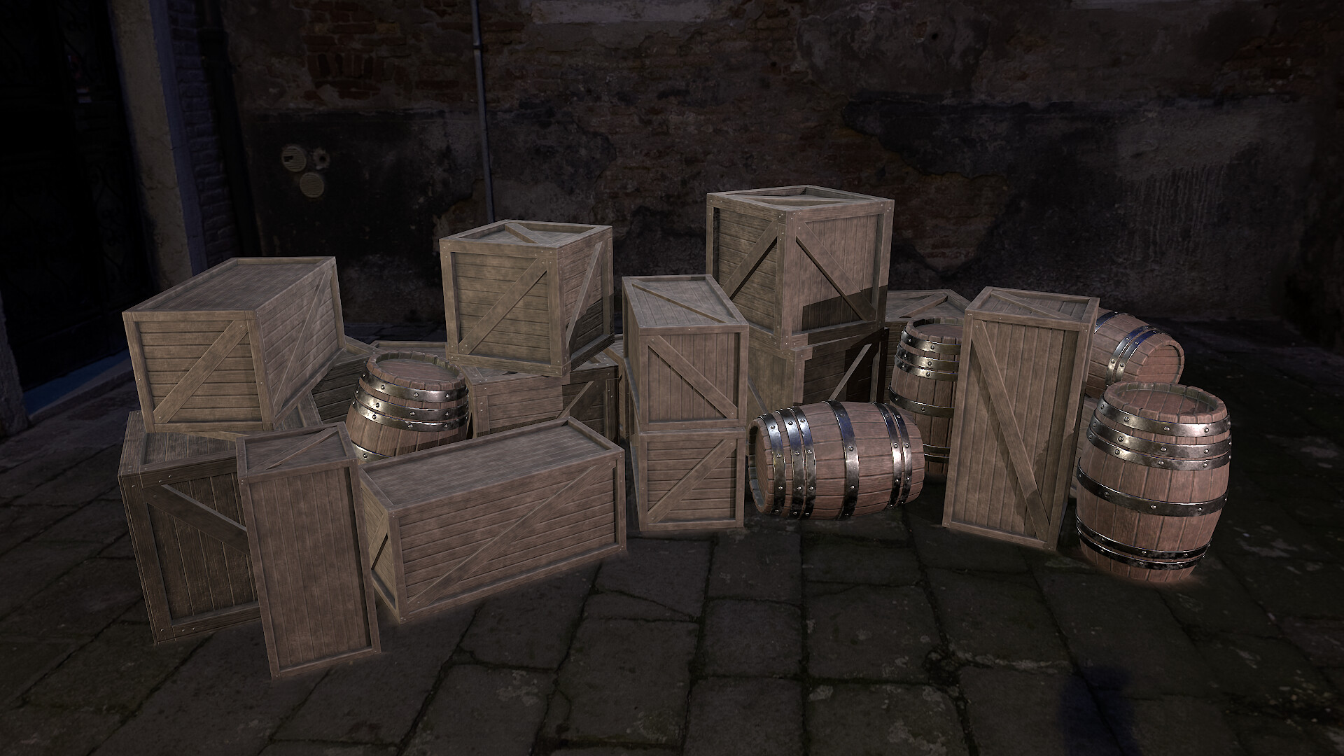 ArtStation - Crates-Barrels Composition PBR Workflow