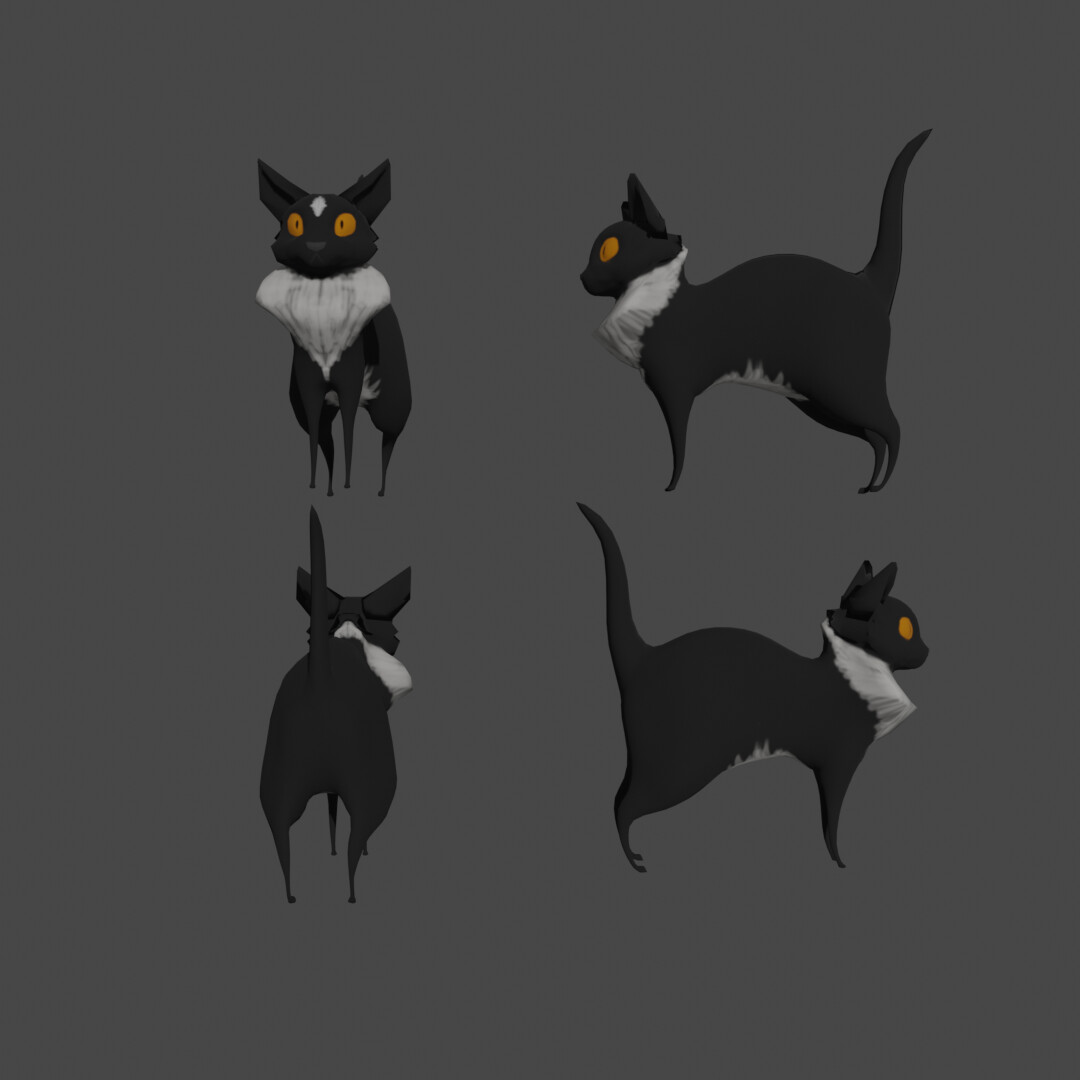ArtStation - low poly 3d model a stylized cat "duke"