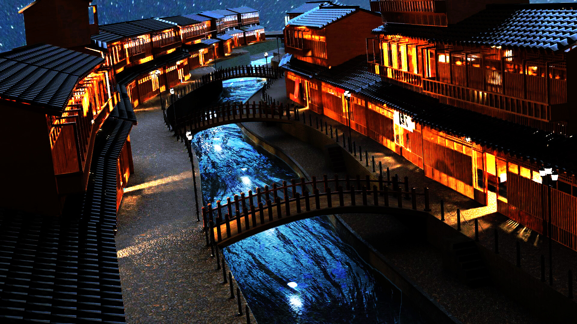 ArtStation - 和風の夜景