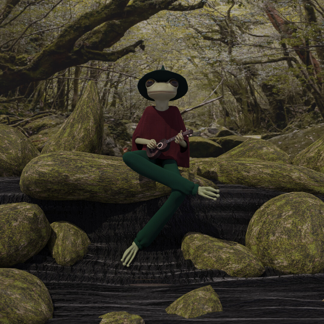 ArtStation - Frog Dude playing ukulele