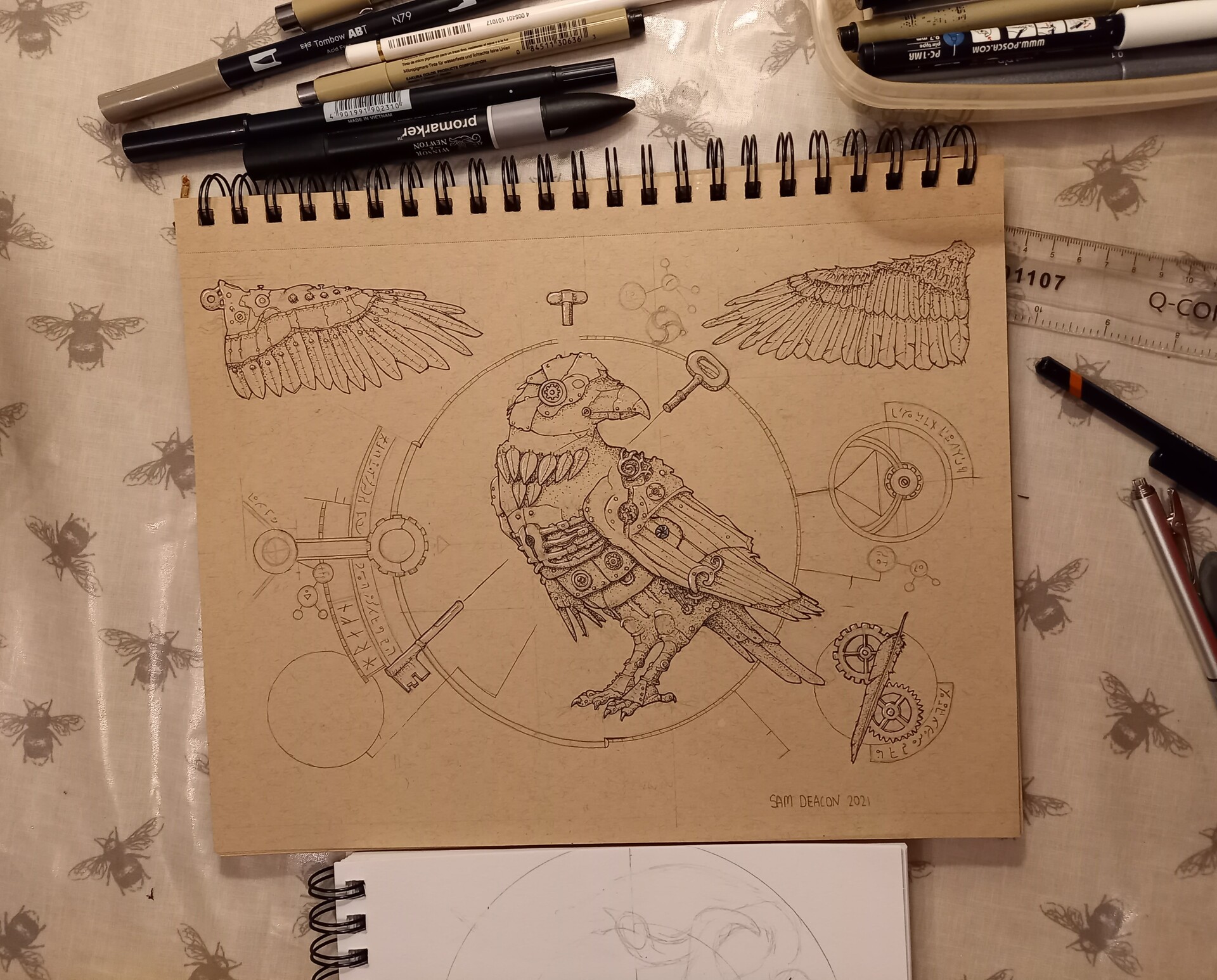 Steampunk Raven Drawing
