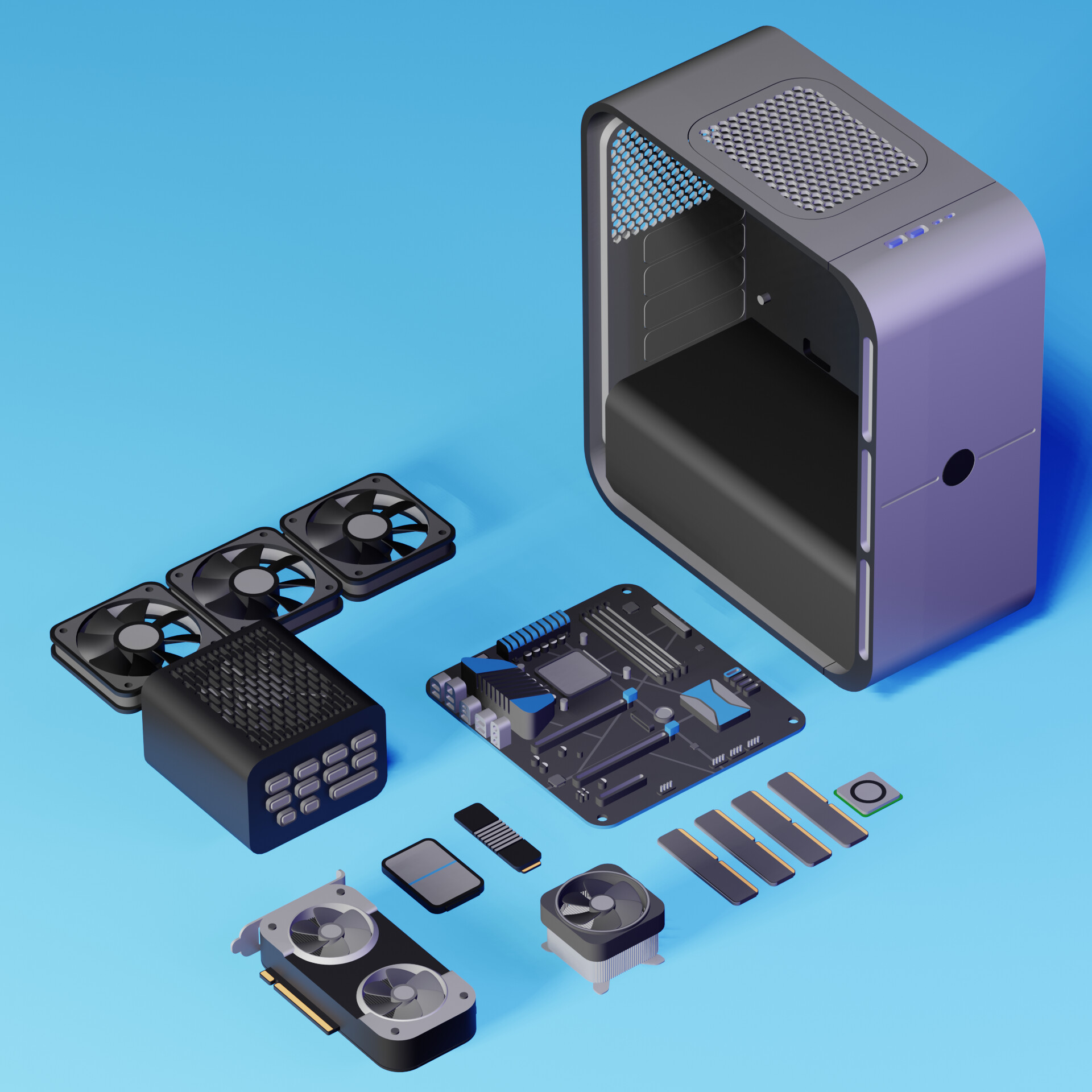 computer parts animation