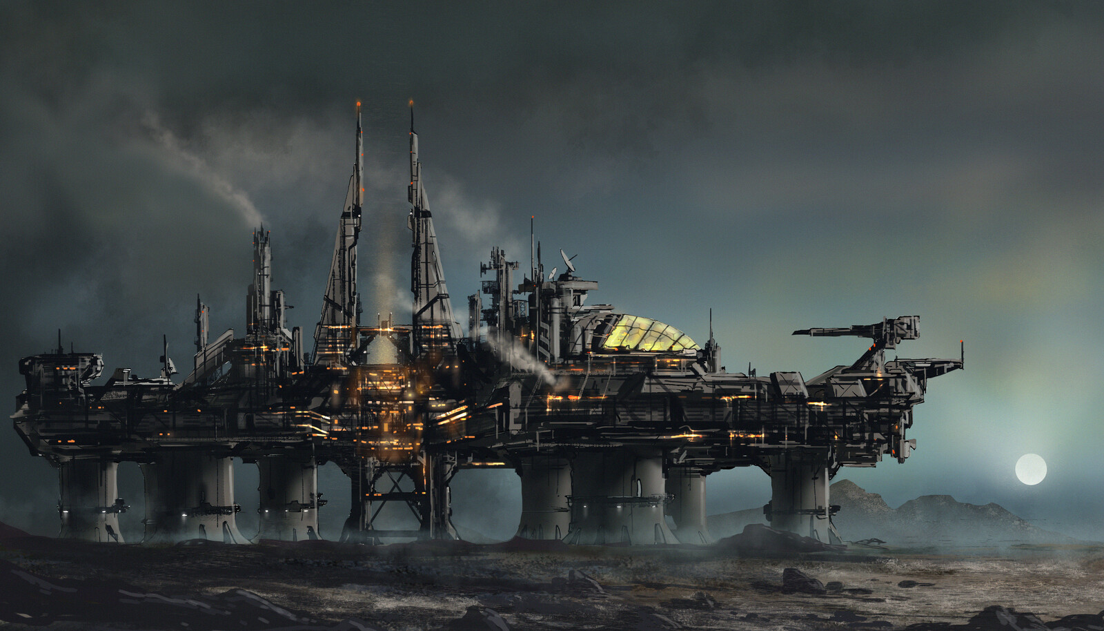 fantasy mining town art