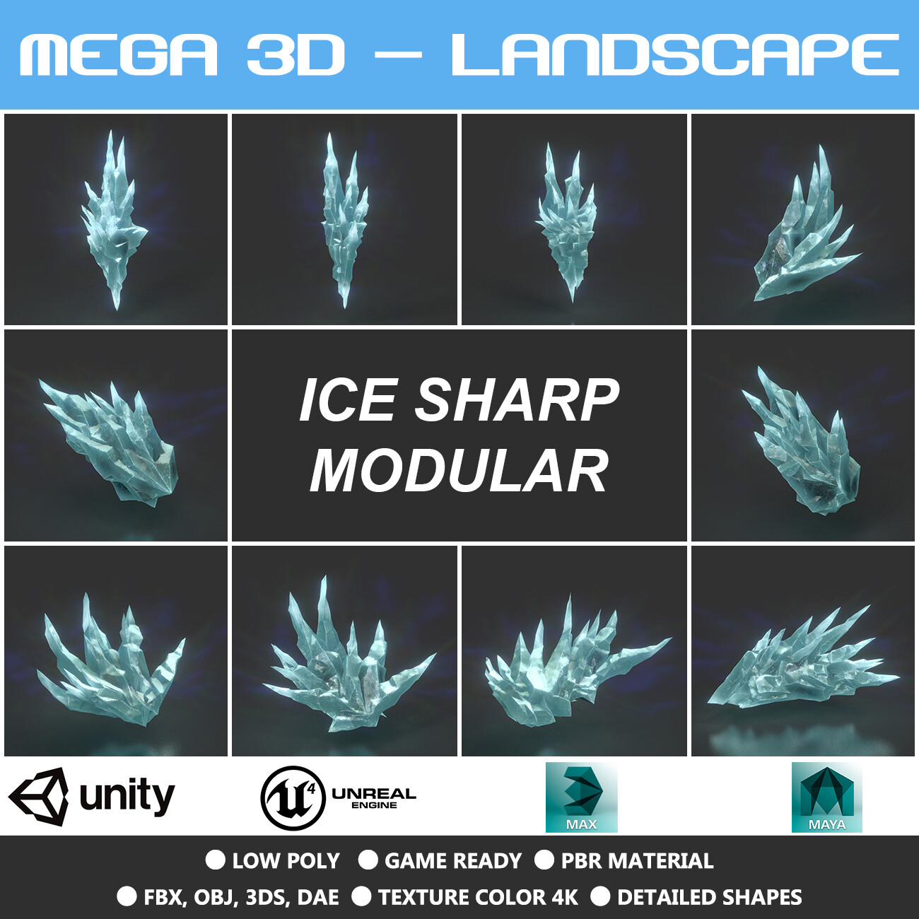 ArtStation - Low poly Sharp Ice Modular 210916