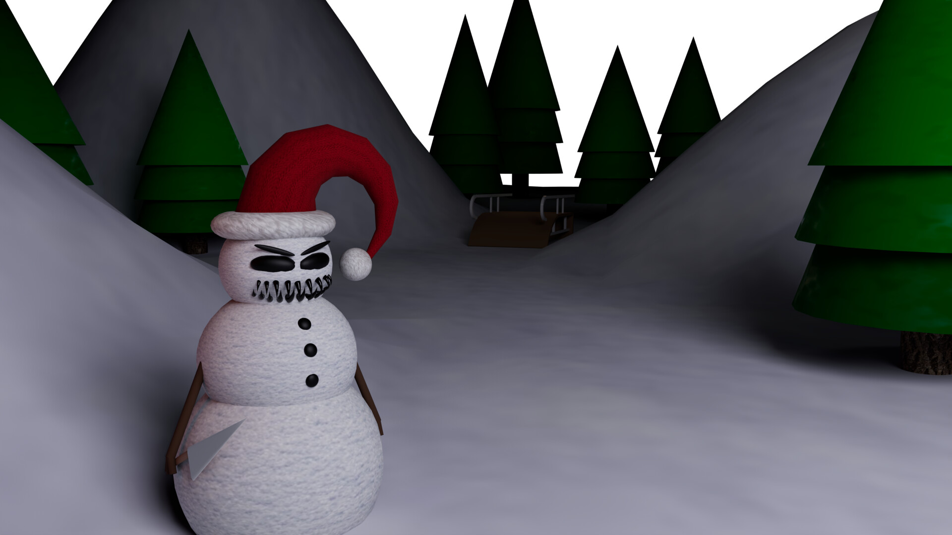 ArtStation - Creepy Snowman - Modelling and Animation practice