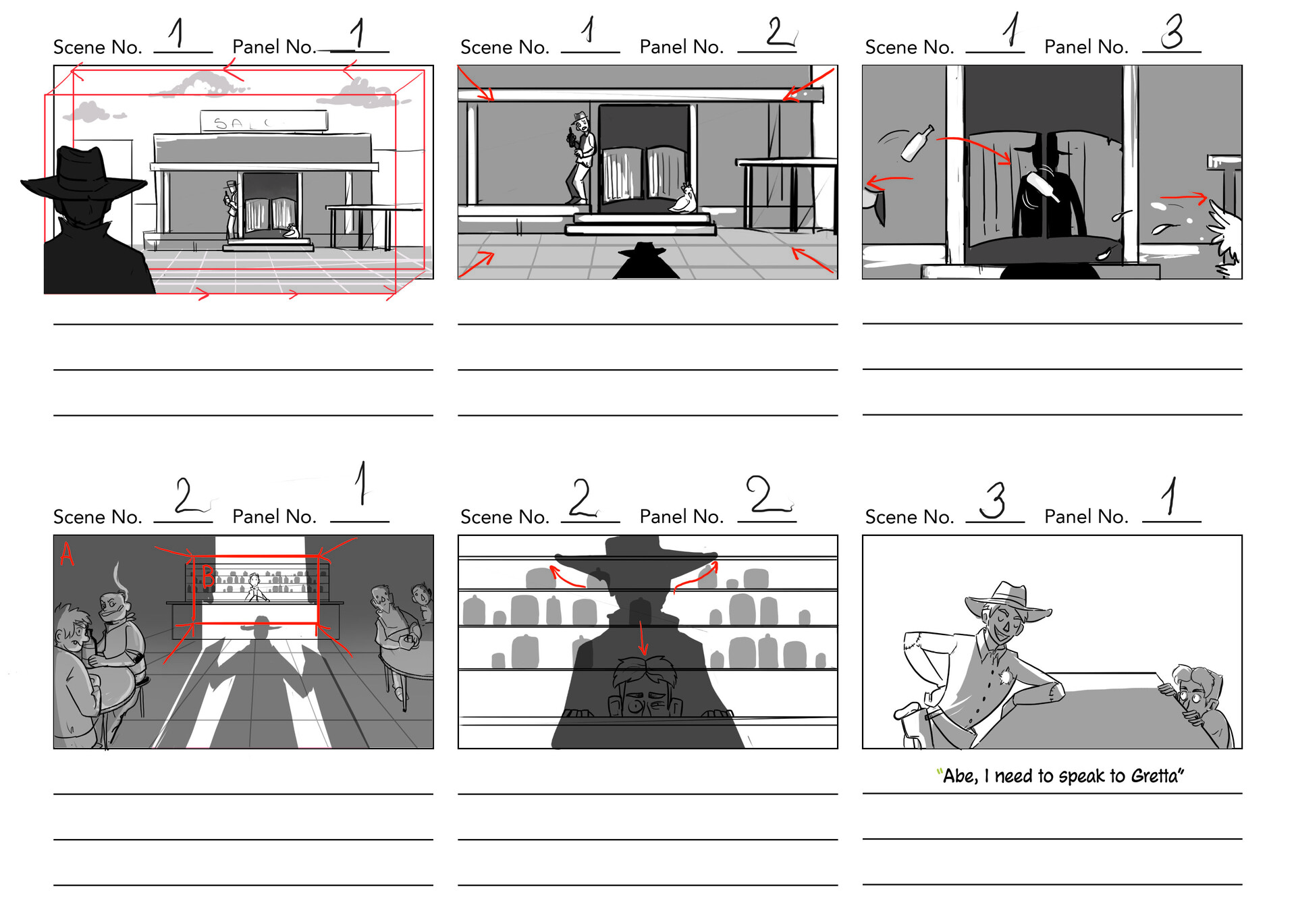 ArtStation - Storyboard practice. Wild West Pt 2