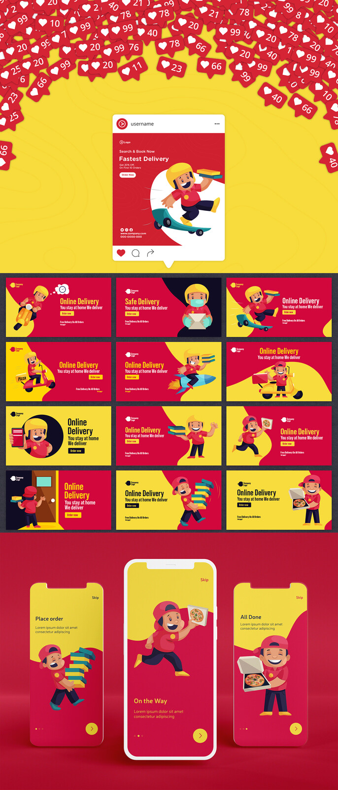 Creative Hatti - Delivery Boy Illustration and Banner