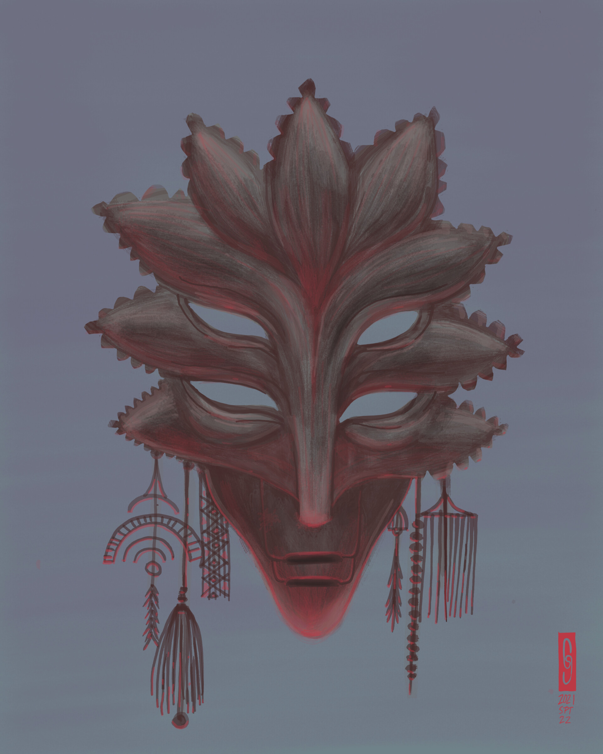 ArtStation - 2021SPT22/ Week painting IMAGINARY TRIBAL MASKS - Day 2