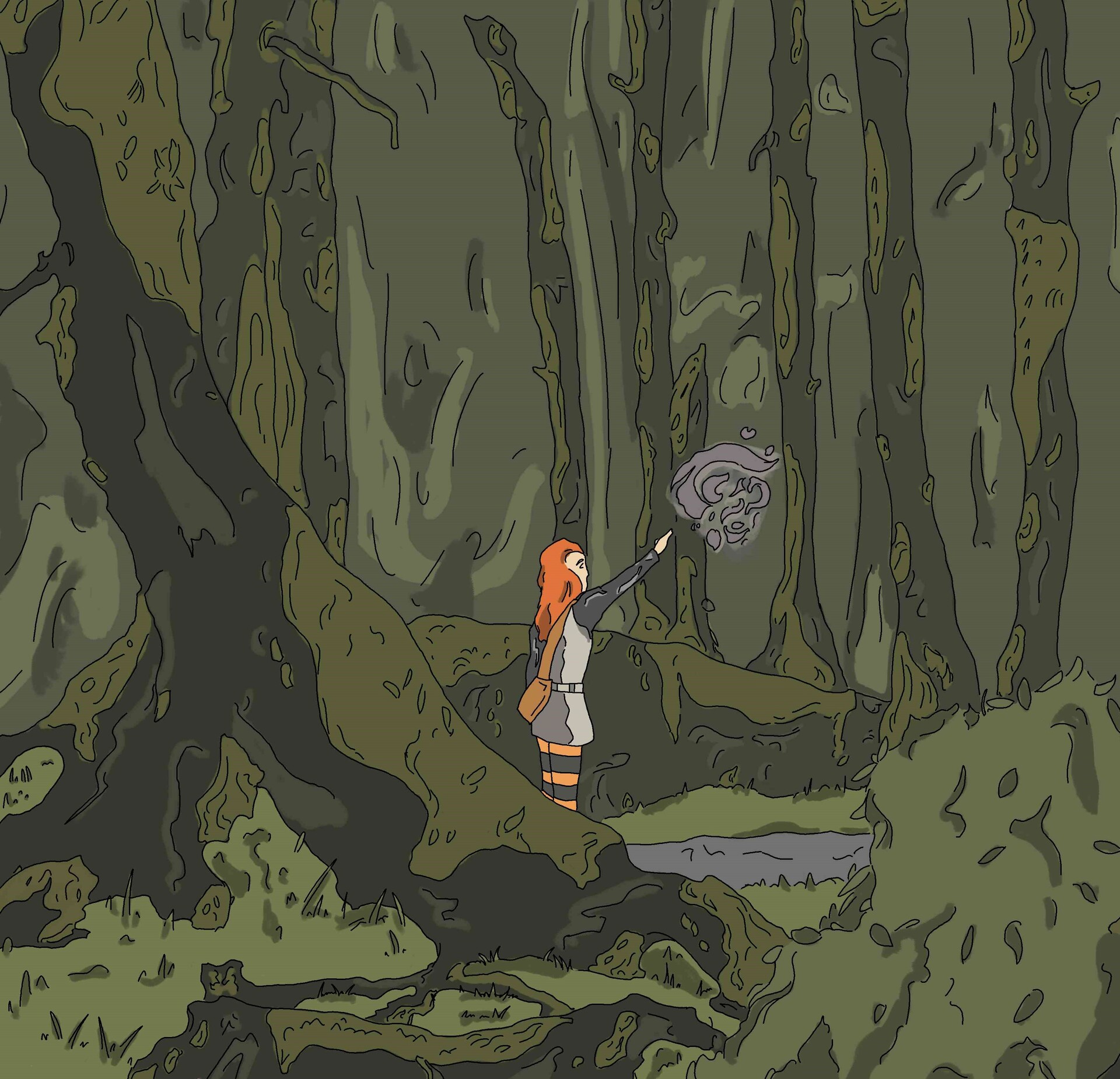 ArtStation - A child finds ancient magic dwelling in the trees