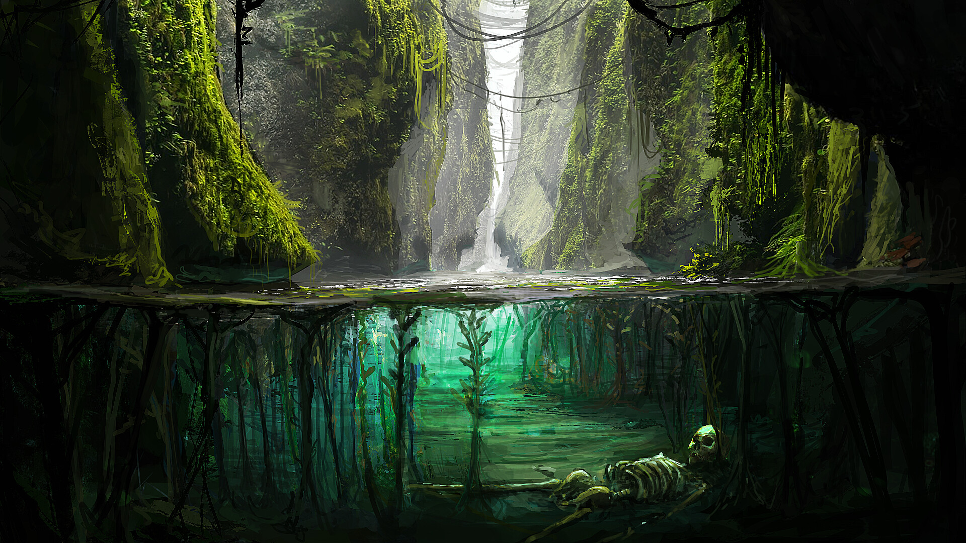 ArtStation - Skeleton in da ravine, what will he do?