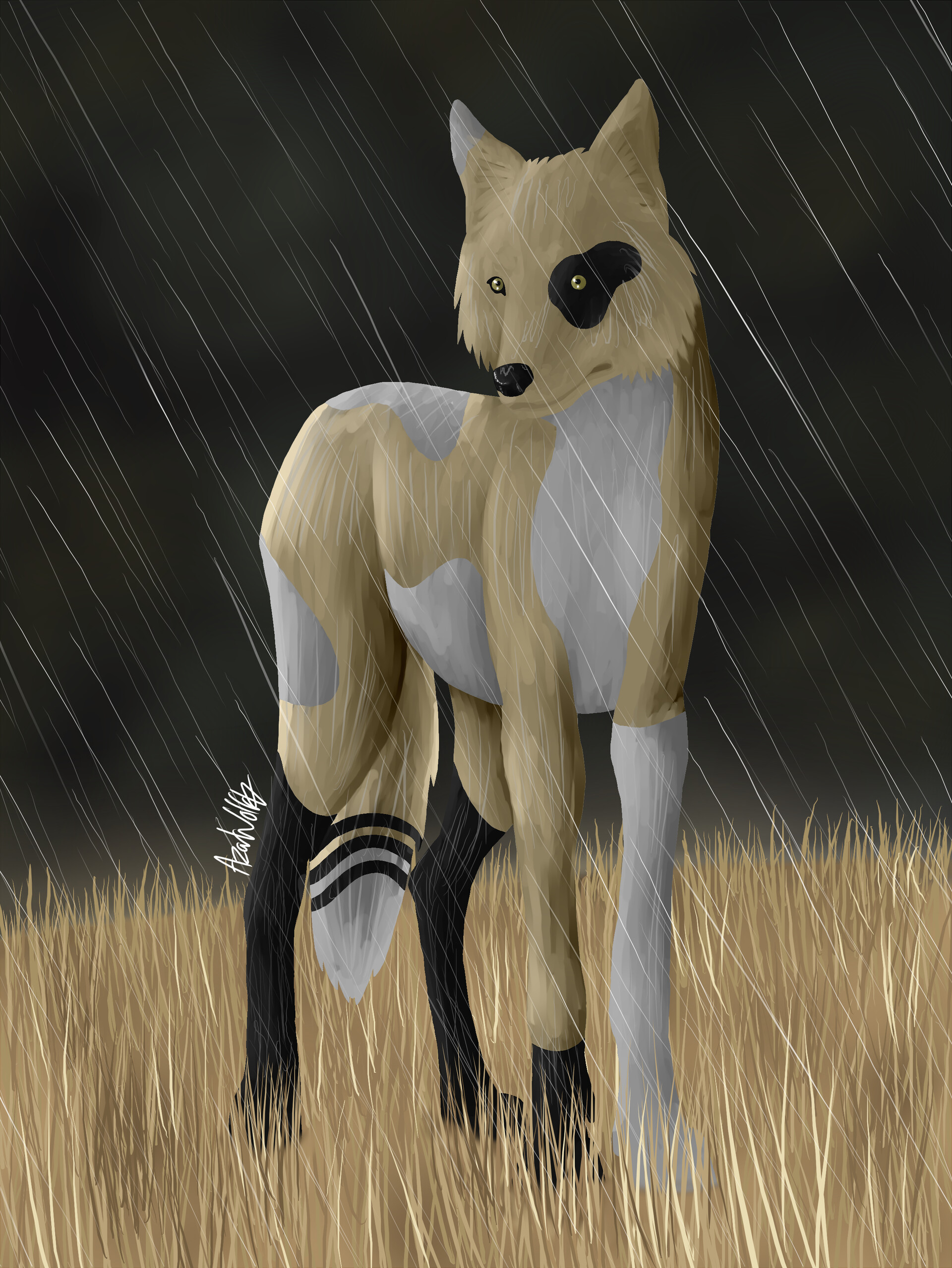 ArtStation - Wolf In The Rain