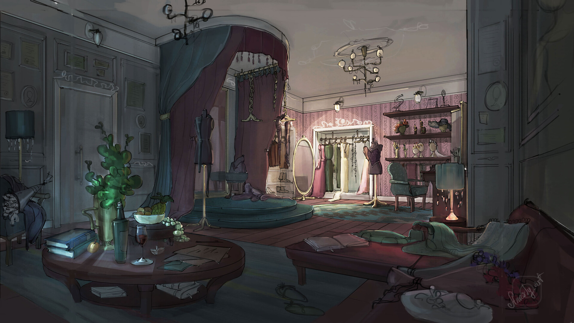 ArtStation - Opera artist`s dressing room sketch