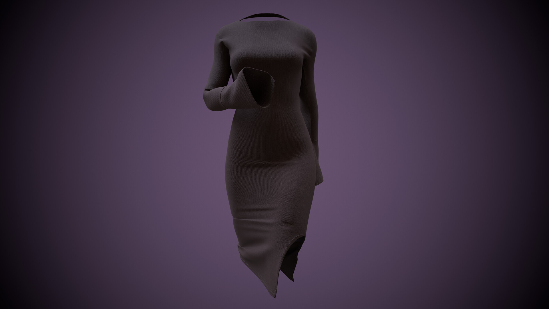 ArtStation - Female Low Back Side Split Midi Dress | Outfits Design