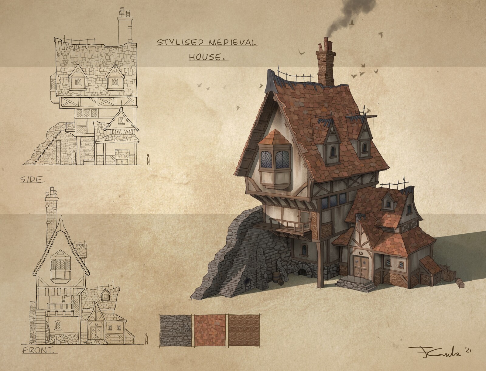 Joseph Edwards - Stylised medieval building designs