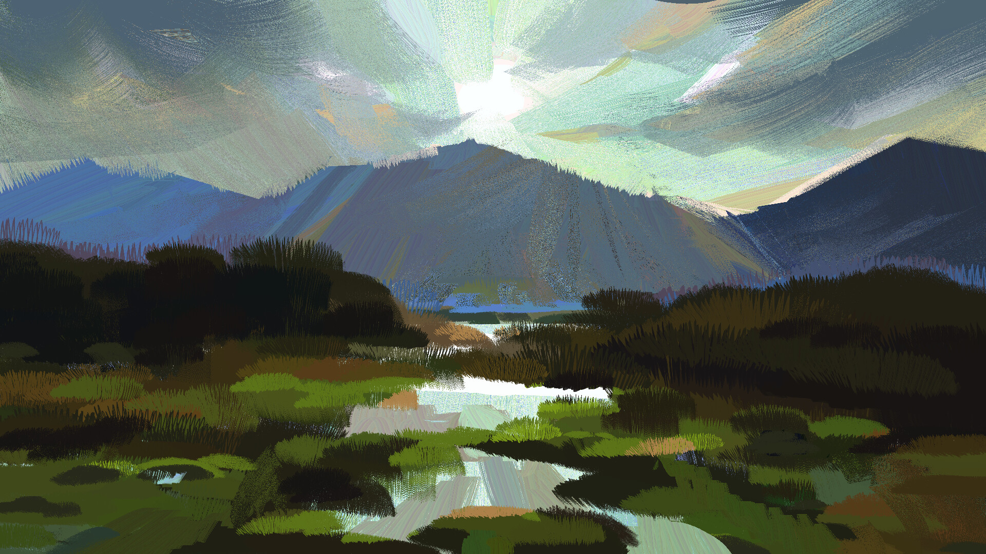 ArtStation - Landscape with soft brushes