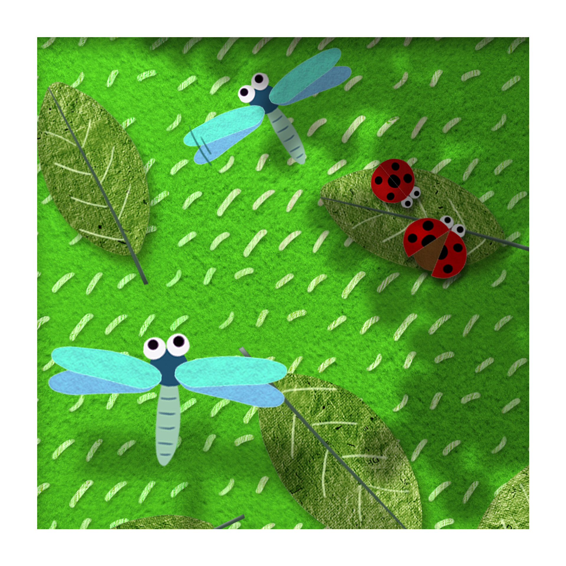 ArtStation - Dragonfly and ladybug-mixed material art