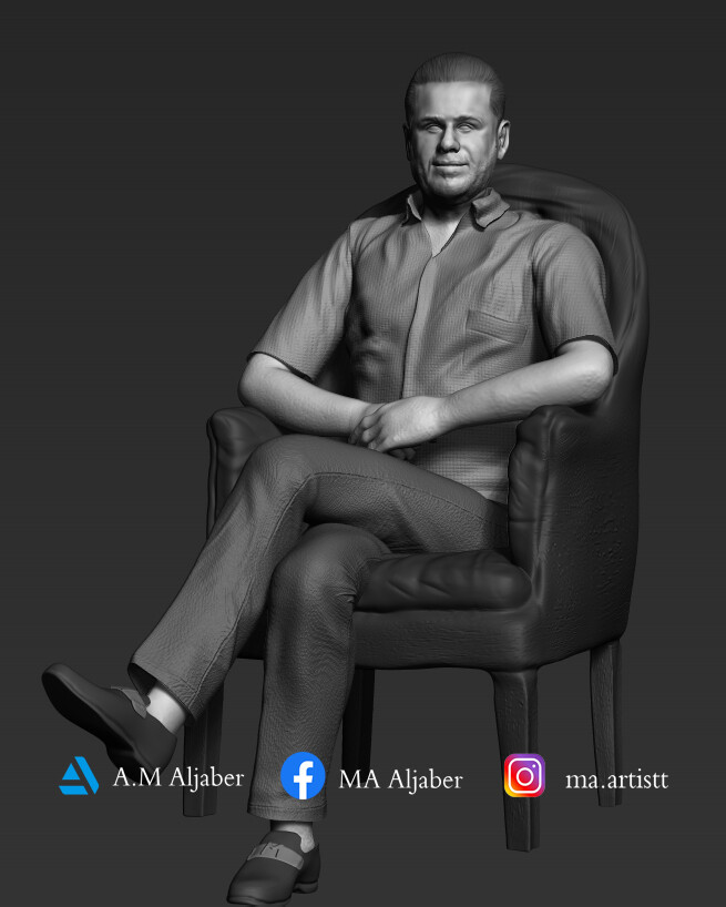 ArtStation - sitting man 3D Print