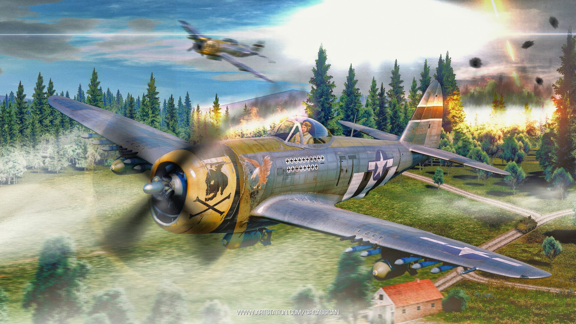 ArtStation - P47d-30 Ealgeston Pilot : Maj. Glenn Eagleston France, 1945