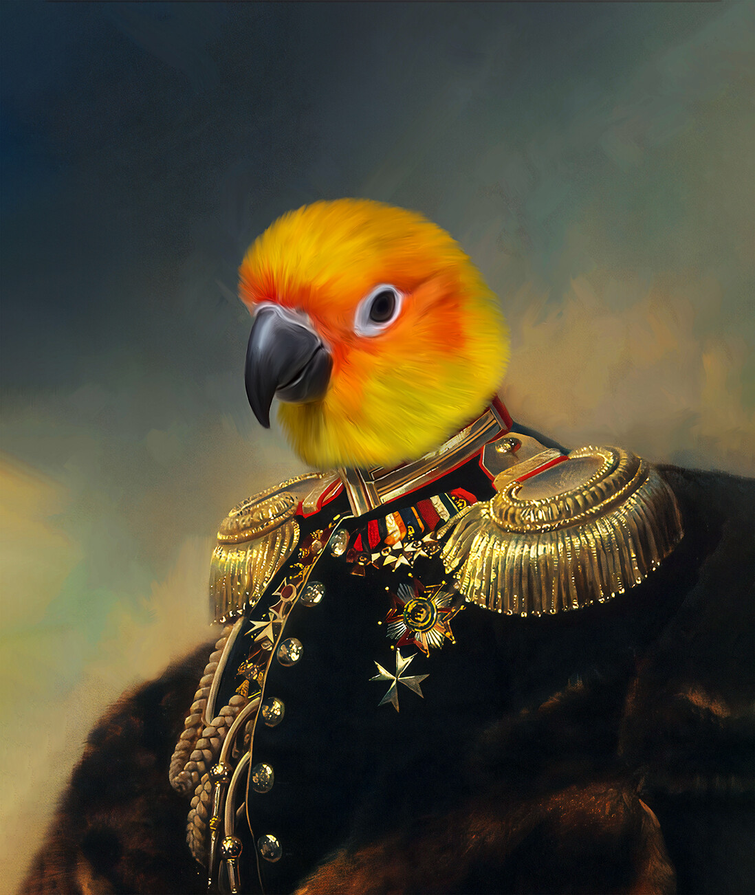 ArtStation - Royal classic pet parrot portrait digital painting