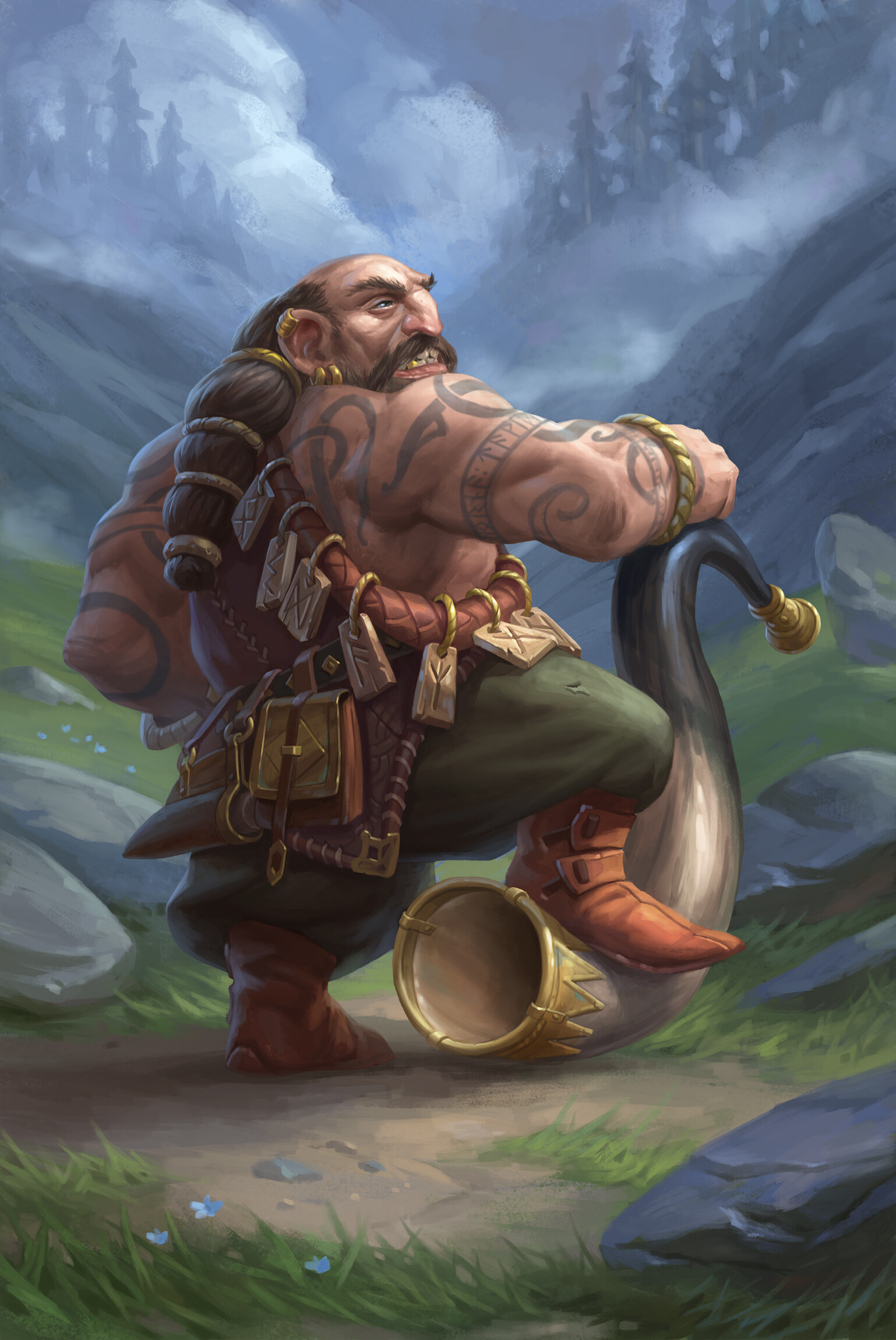 [OC] Ichabod Icereaver. Dwarf from Ten Towns. Watercolor 11"x14" : ImaginaryDwarves