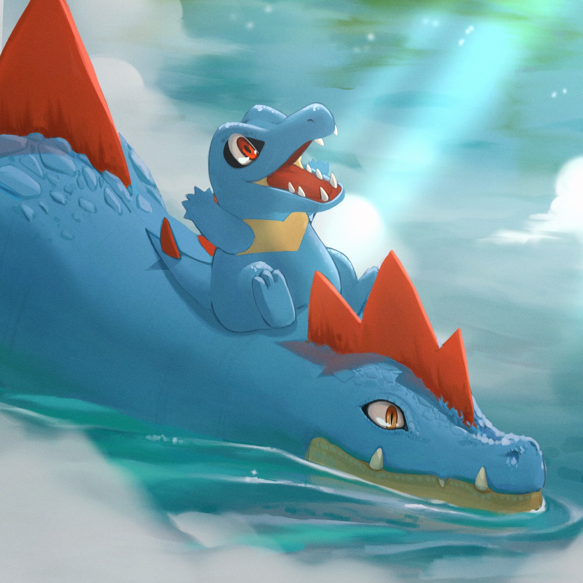 ArtStation - Pokemon ecology (Totdile & Feraligatr)