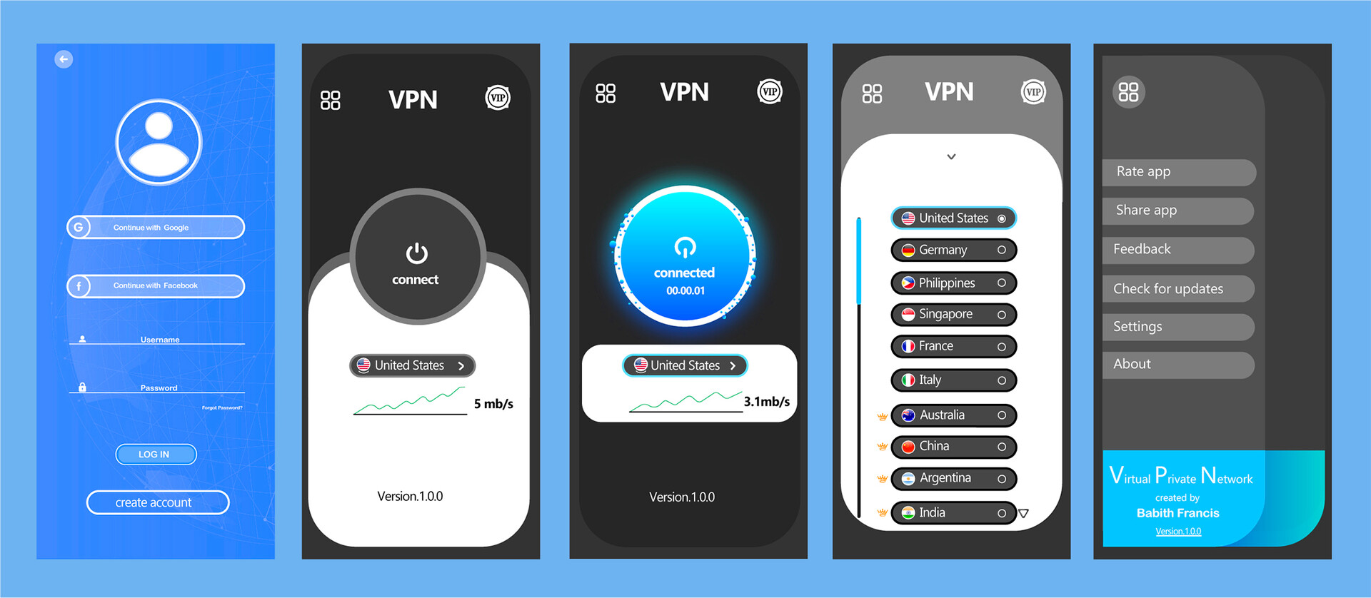 ArtStation - VPN Application UI Design
