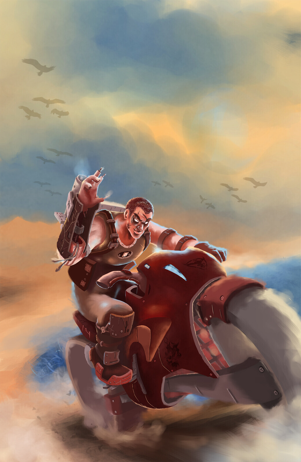 ArtStation - hero and motor bike