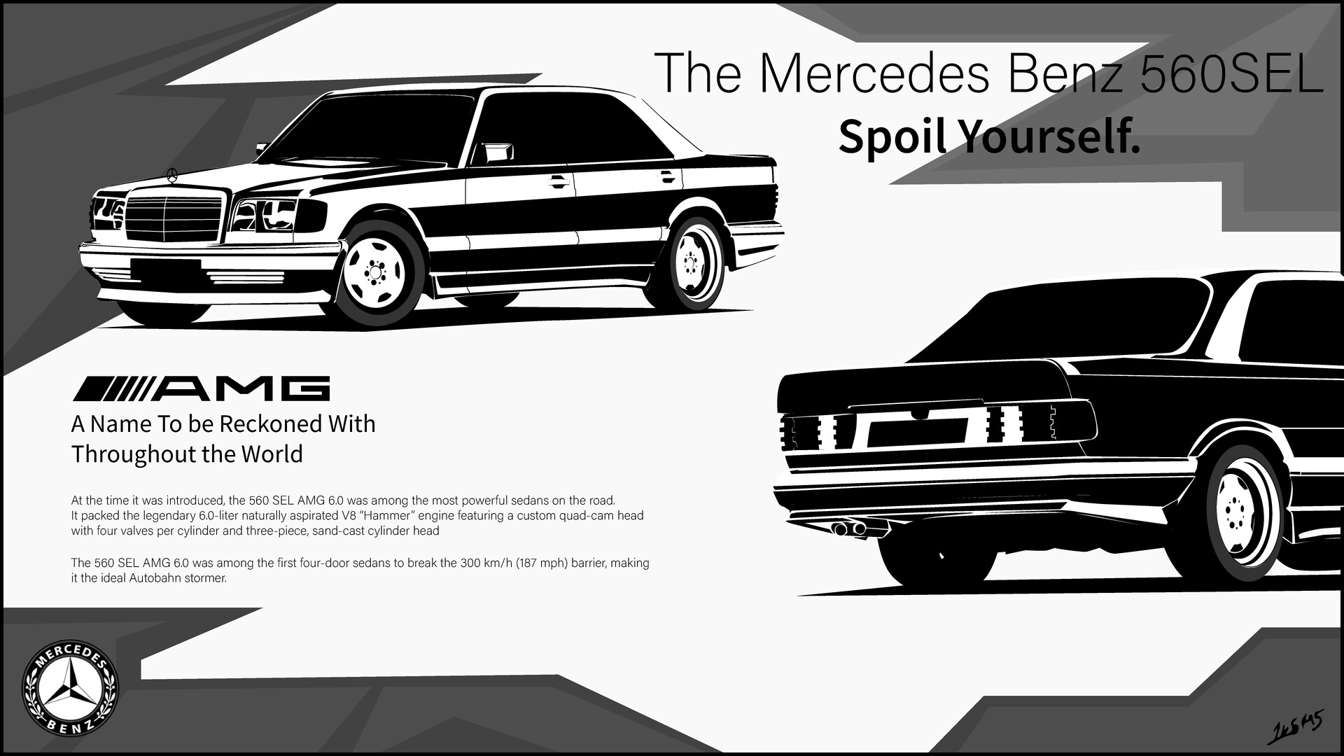 ArtStation - Mercedes-Benz W126 560SEL illustration