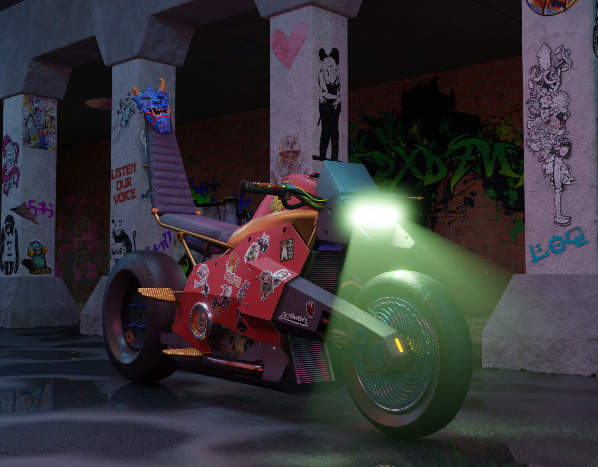 ArtStation - Cyberpunk motorbike (with internal mechanisms)