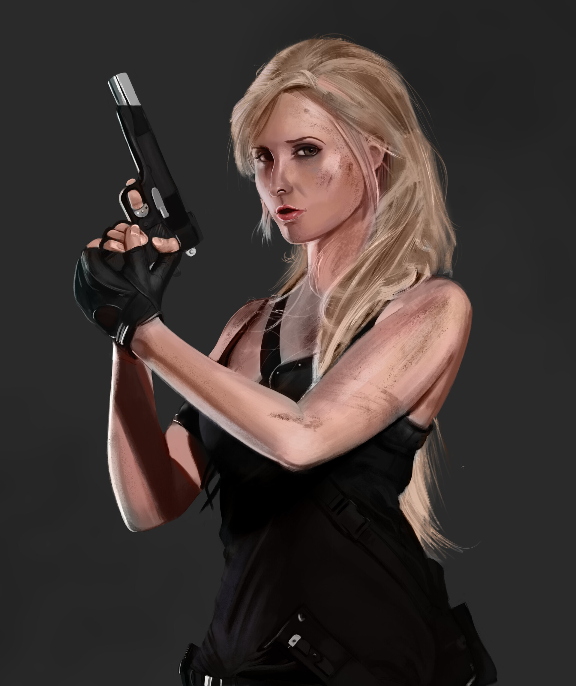 ArtStation - girl with gun