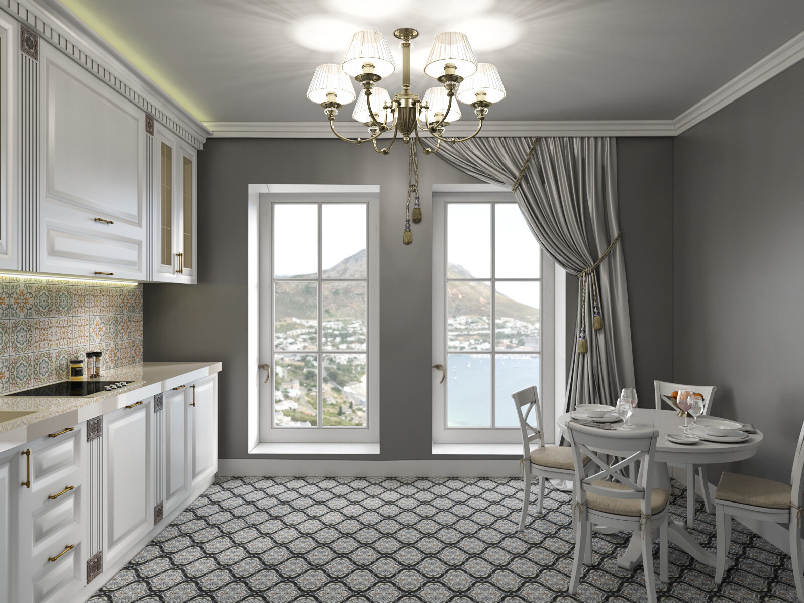 ArtStation - Kitchen design project. Neoclassical style