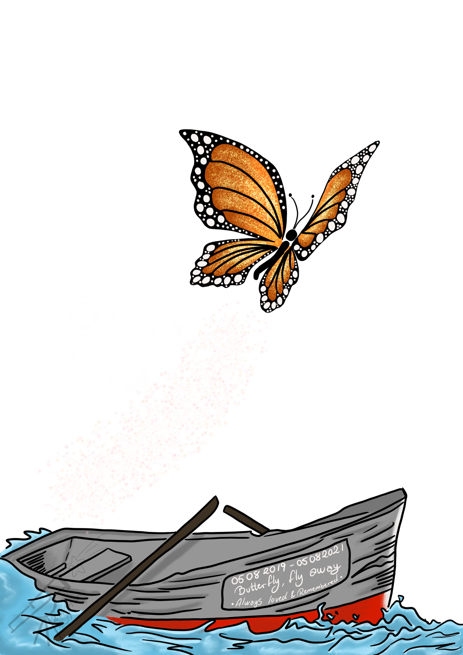 Flying Away Butterfly Drawings