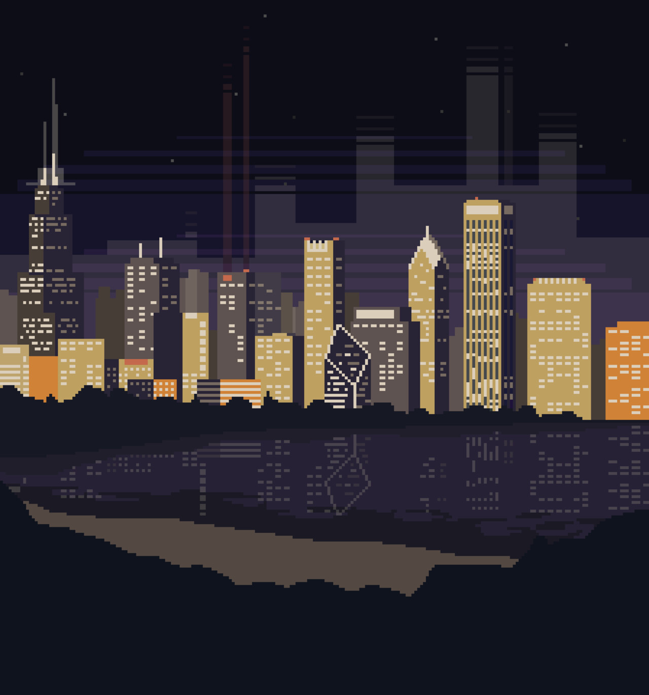 ArtStation - Pixel Cityscape - Chicago