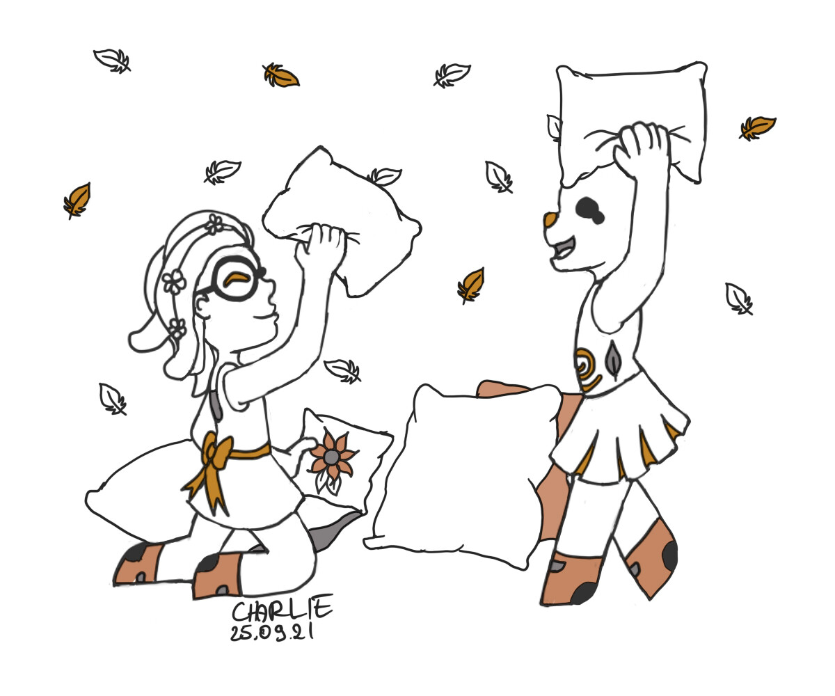 ArtStation - Flora and Lilly pillow fight by my pesonality Charlie