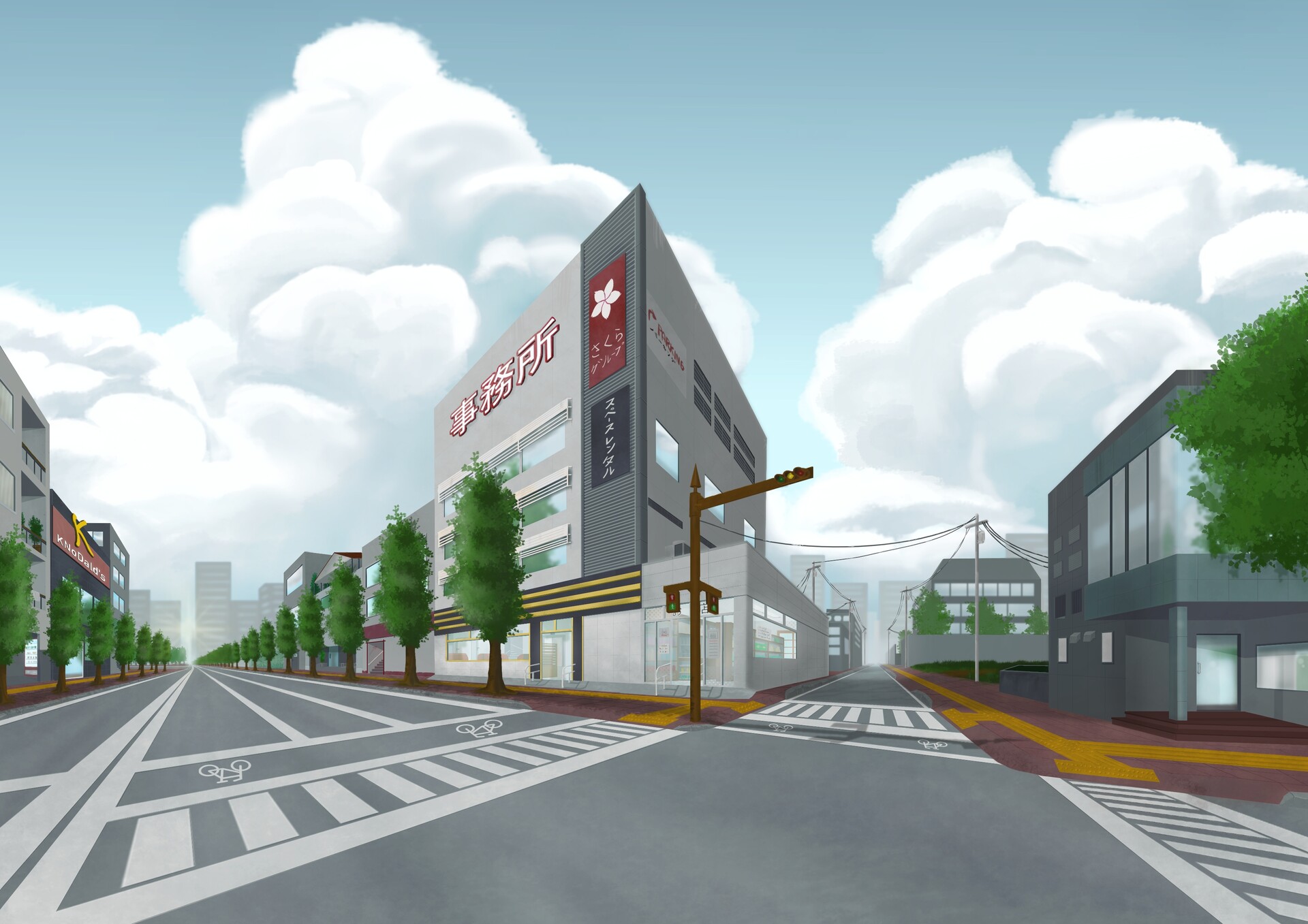 ArtStation - Kumamoto Crossroad (Anime Style)