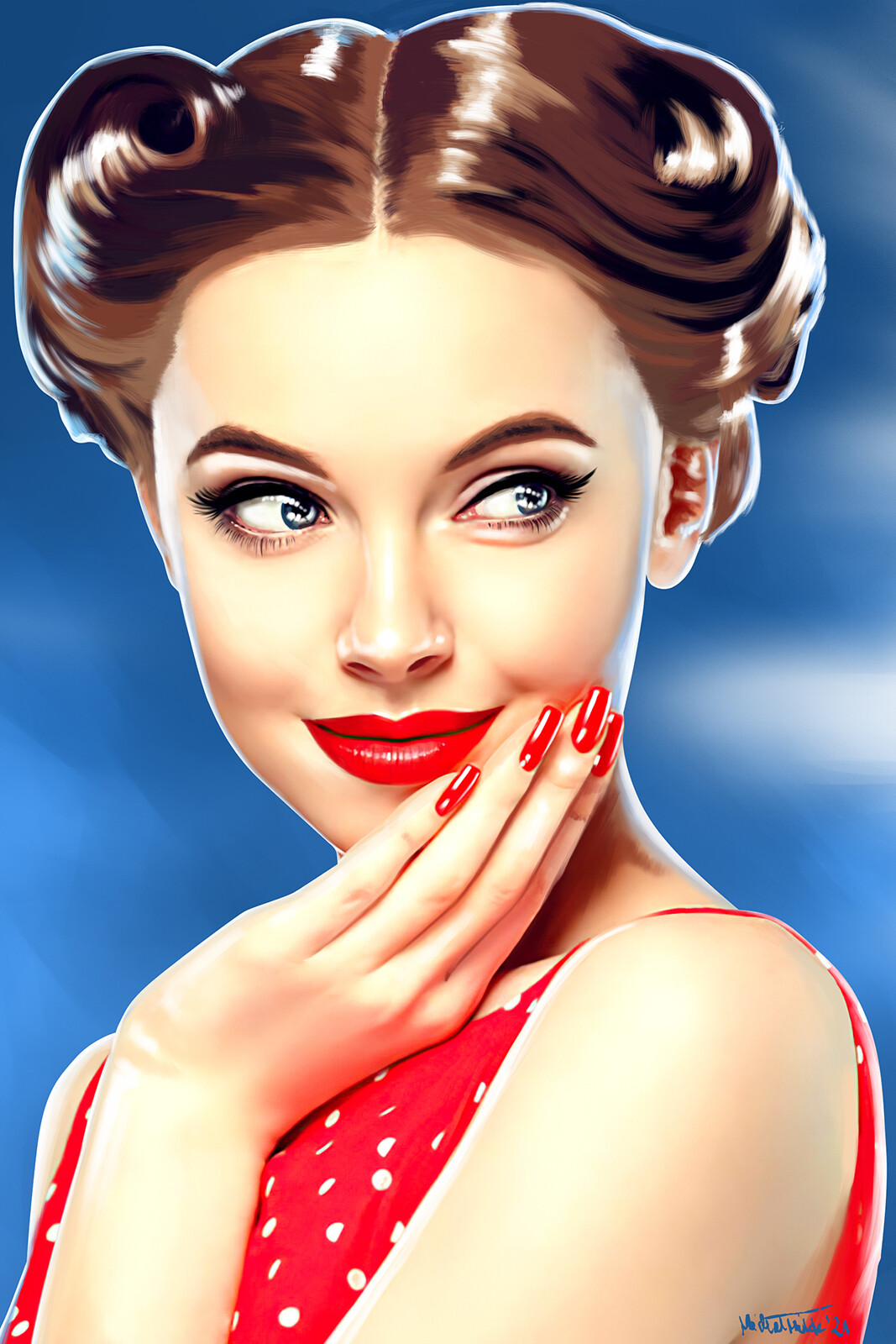 Pin Up Girl Face Drawing